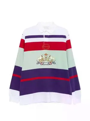 Drole De Monsieur Logo-embroidered Striped Polo Shirt - Purple