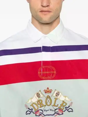 Drole De Monsieur Logo-embroidered Striped Polo Shirt - Purple