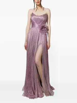 IRIS SERBAN Polka-dot Pleated Maxi Dress