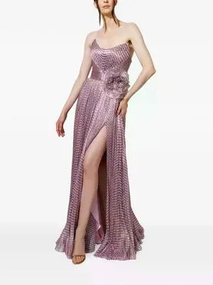 IRIS SERBAN Polka-dot Pleated Maxi Dress