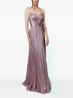 IRIS SERBAN Polka-dot Pleated Maxi Dress
