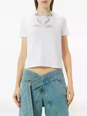 Blumarine Rhinestone-embellished Cut-out T-shirt