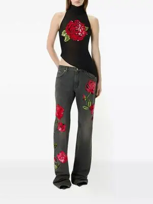Blumarine Sequin-embroidered Tulle Top