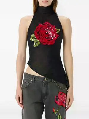 Blumarine Sequin-embroidered Tulle Top