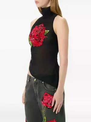 Blumarine Sequin-embroidered Tulle Top