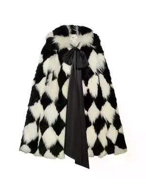 Blumarine Intarsia-knit Bow-detail Cape - Black