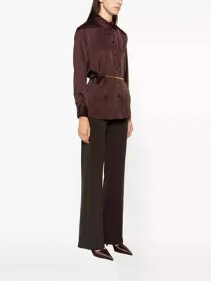 Imperial Belted Satin-finish Shirt - Purple