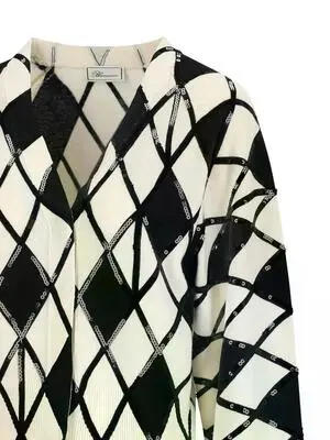 Blumarine Diamond Argyle-pattern Sequin-embellished Cardigan - White