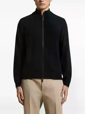 Peserico Zip-up High-neck Sweater - Black