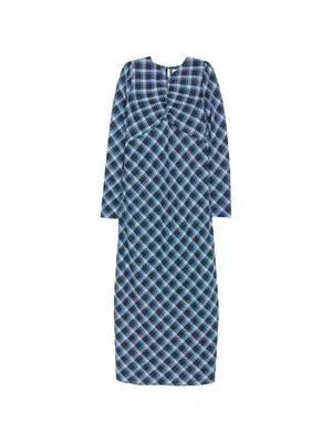 DÔEN Begonia Plaid-print Maxi Dress - Blue