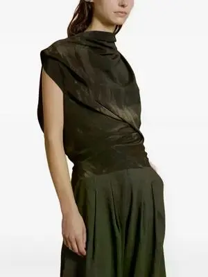 CORTANA Dye Draped-neck Top