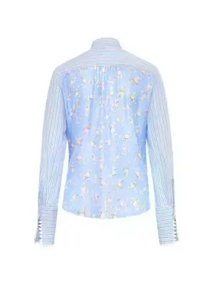 MAISON COMMON Striped Poodle-print Blouse - Blue