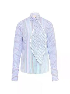 MAISON COMMON Striped Poodle-print Blouse - Blue
