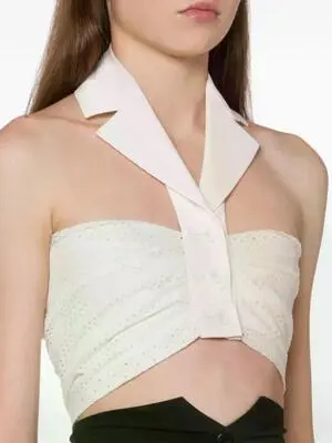 Philosophy Di Lorenzo Serafini Die-cut Draped Crop Top - White