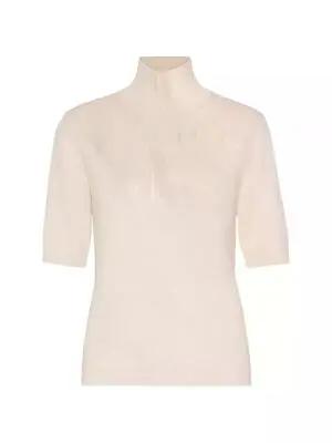 Max Mara Mock-neck Short-sleeve Top - Neutrals