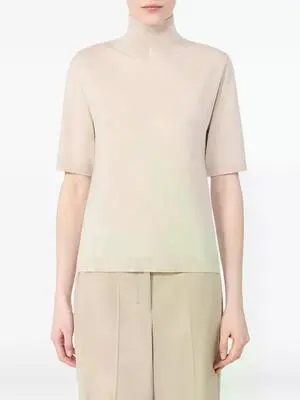 Max Mara Mock-neck Short-sleeve Top - Neutrals