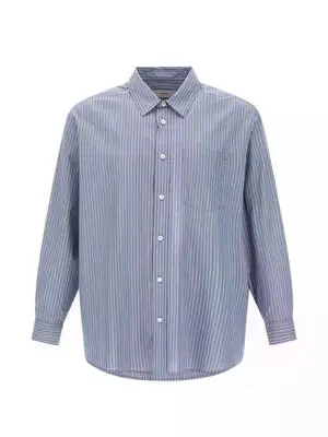 DUNST Striped Long-sleeve Shirt - Blue