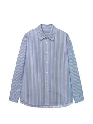 DUNST Striped Long-sleeve Shirt - Blue