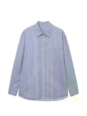 DUNST Striped Long-sleeve Shirt - Blue