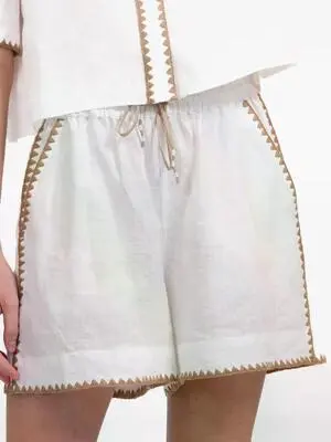 Las Surenas Mosaico Embroidered Linen Shorts