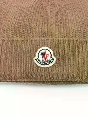Moncler Logo-patch Ribbed-knit Beanie Hat