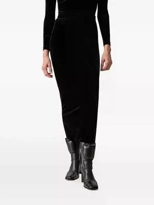 Vetements Velvet-effect Logo-embroidered Midi Skirt