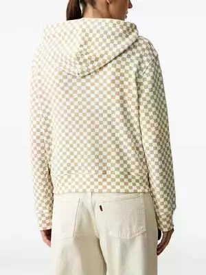 VANS Pierce Shrunken Checkerboard-print Waffle-knit Hoodie