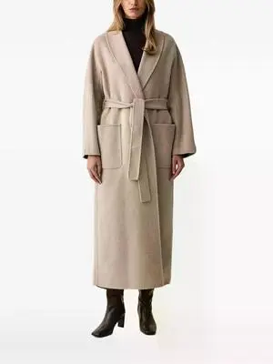 VICOLO Belted Shawl-collar Coat