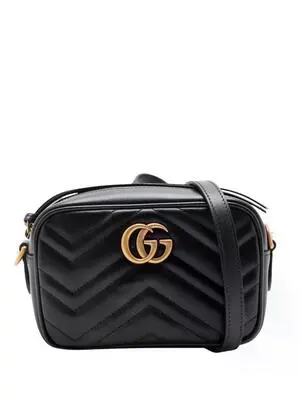 Gucci 2016-2026 Mini Gg Marmont Matelasse Calfskin Crossbody Bag - Black