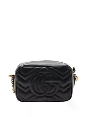 Gucci 2016-2026 Mini Gg Marmont Matelasse Calfskin Crossbody Bag - Black