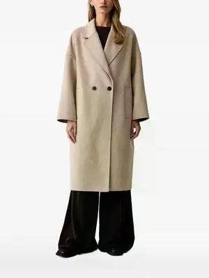 VICOLO Double-breasted Notched-lapel Coat - Neutrals