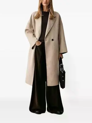 VICOLO Double-breasted Notched-lapel Coat - Neutrals