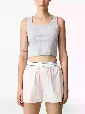 Sporty & Rich Ribbed Cropped Tank Top - Grey