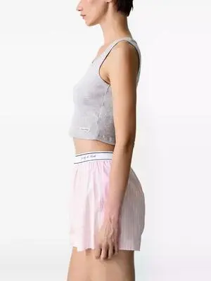 Sporty & Rich Ribbed Cropped Tank Top - Grey