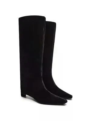 Loulou De Saison Naomi Kitten-heel Velvet Boots - Black