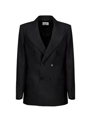 Saint Laurent Double-breasted Oversize Virgin Wool Blazer - Grey
