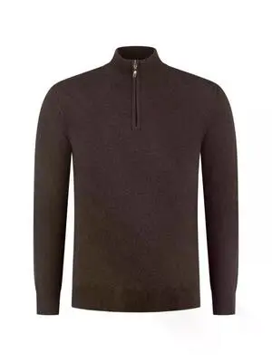 DORIANI CASHMERE Quarter-zip Knitted Sweater - Brown