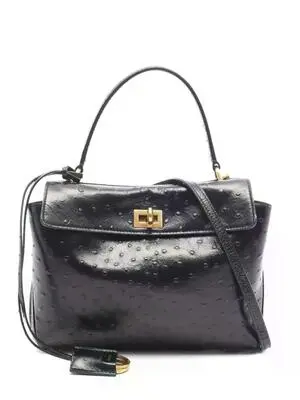 Balenciaga 2010s Rodeo Ostrich-embossed Handbag