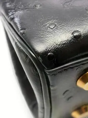 Balenciaga 2010s Rodeo Ostrich-embossed Handbag