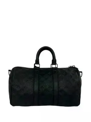 LOUIS VUITTON 2021-2026 Monogram Taurillon Keepall Bandouliere 35 Satchel - Black