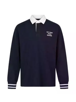 Drole De Monsieur Logo-print Long-sleeve Polo Shirt - Blue