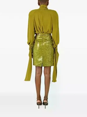 ROWEN ROSE Bow-neck Draped Blouse