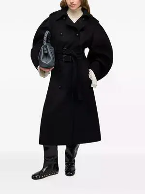 GANNI Coat In Double-faced Wool - Black