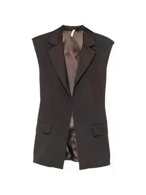 Imperial Satin-lapel Cutout-back Gilet - Brown