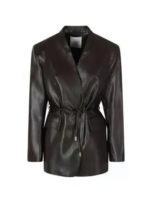 ISABELLE BLANCHE Belted Single-breasted Jacket - Brown