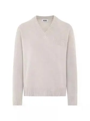 Alpha Studio V-neck Pocket-detail Sweater - Neutrals