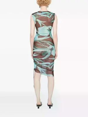 LOUISA BALLOU Heatwave Floral-print Sheer Mini Dress - Blue