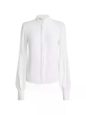 GENNY Mandarin-collar Long-sleeve Shirt - White