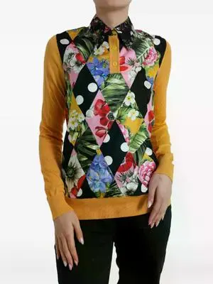 Dolce & Gabbana Patchwork-design Floral-print Polo Shirt