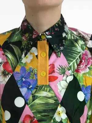 Dolce & Gabbana Patchwork-design Floral-print Polo Shirt
